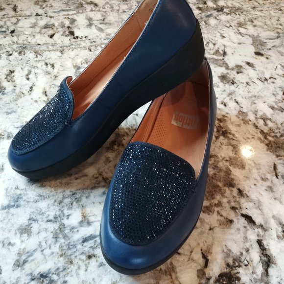 Fitflop | Shoes | Fitflop Crystal Sneaker Loafer Slip On Shoes Blue ...